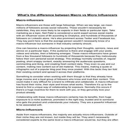 What’s the difference between Macro vs Micro Influencers? | PDF