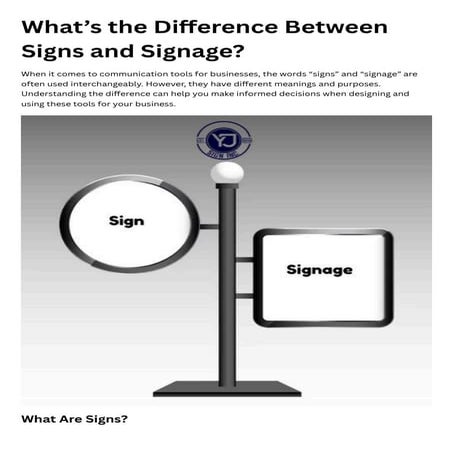 What’s the Difference Between Signs and Signage? | PDF