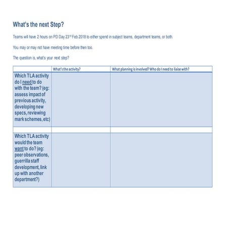 Whats the next step activity sheet | DOCX