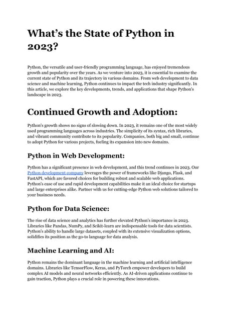 Python Continues to Shine in Software Development | PDF