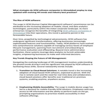What strategies do HCM software companies in Ahmedabad employ to stay ...