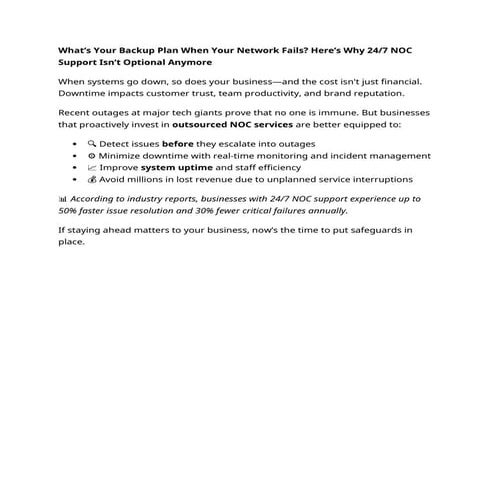What’s Your Backup Plan When Your Network Fails Here’s Why 24 7 NOC ...