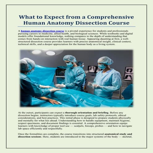 Human Anatomy Dissection Course - idissect.ca