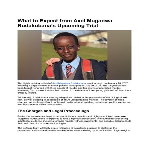 What to Expect from Axel Muganwa Rudakubana’s Upcoming Trial | PDF