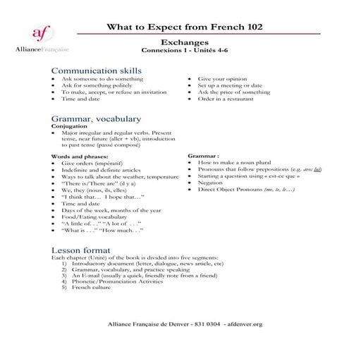 What to expect from french 102 | PDF