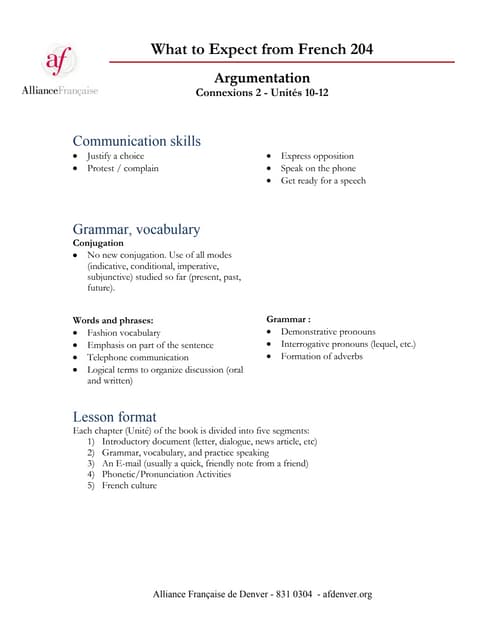 What to expect from french 202 | PDF