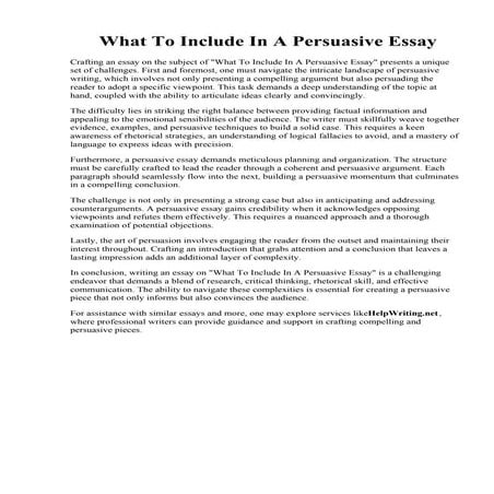 What To Include In A Persuasive Essay | PDF