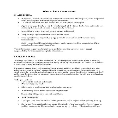 What to know about snakes | PDF