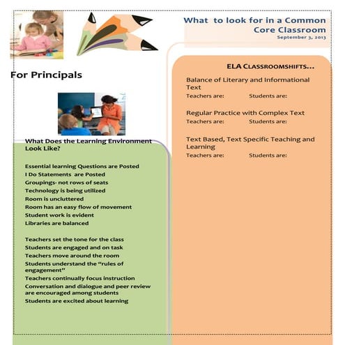 What to look for in a common core classroom for principals | PDF