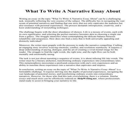 What To Write A Narrative Essay About | PDF