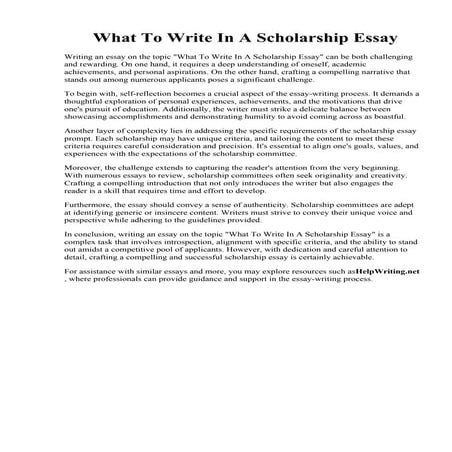 What To Write In A Scholarship Essay.pdf