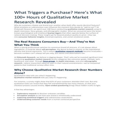 What Triggers a Purchase? Insights from 100+ Hours Research | PDF