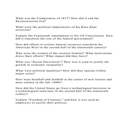 What was the Compromise of 1877 How did it end the Reconstruction.docx ...