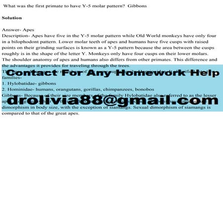 What was the first primate to have Y-5 molar pattern GibbonsSol.pdf