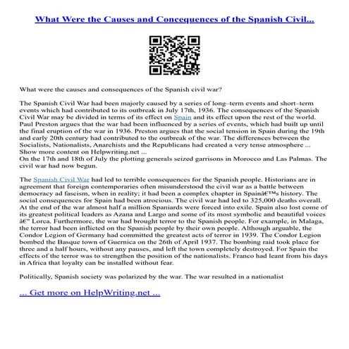 What Were The Causes And Concequences Of The Spanish Civil... | PDF