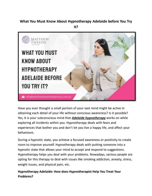 Hypnotherapy and Mental Health | PPT