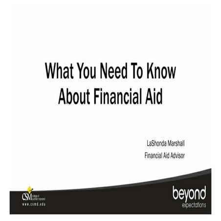 What You Need To Know About Financial Aid | PDF