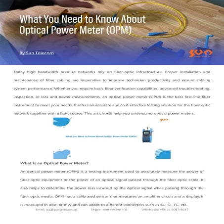 What You Need to Know About Optical Power Meter(OPM) | PDF