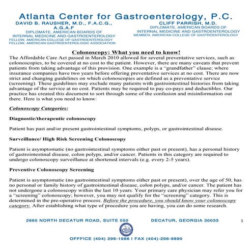 Screening Colonoscopy - What you need to know | PDF