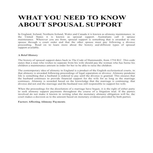 WHAT YOU NEED TO KNOW ABOUT SPOUSAL SUPPORT | PDF