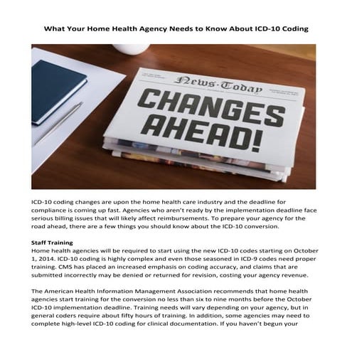 What Your Home Health Agency Needs to Know About ICD-10 Coding | PDF