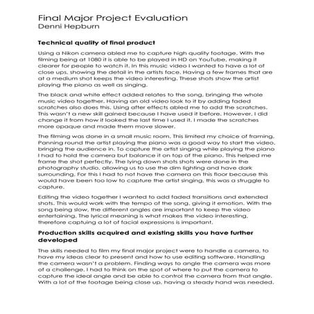 Evaluation For Final Major Project | PDF