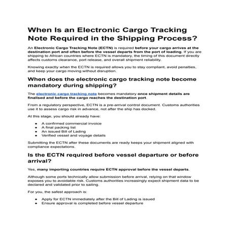 When Is an Electronic Cargo Tracking Note Required in the Shipping ...