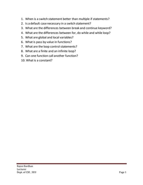 When Is A Switch Statement Better Than Multiple If Statements Pdf
