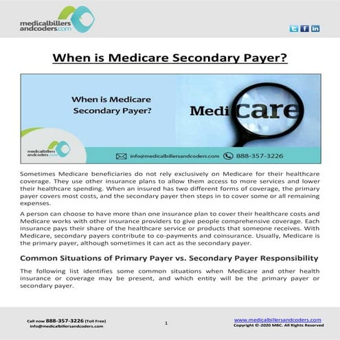 When is Medicare Secondary Payer? | PDF