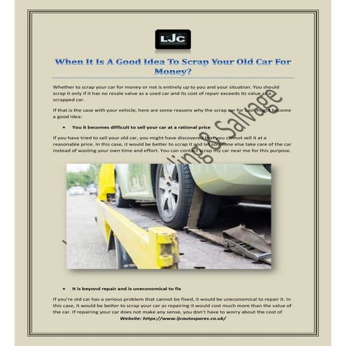 Professional Car Scrapping For Cash | PDF