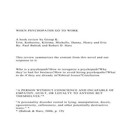 WHEN PSYCHOPATHS GO TO WORKA book review by Group K.docx