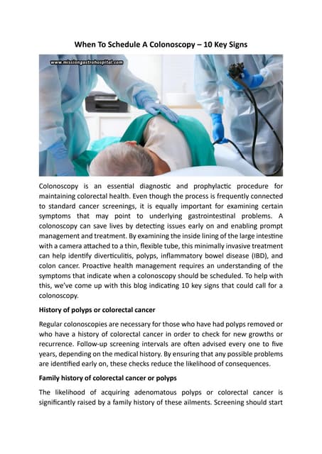 Introduction To Colonoscopy Medical Procedure | PPTX