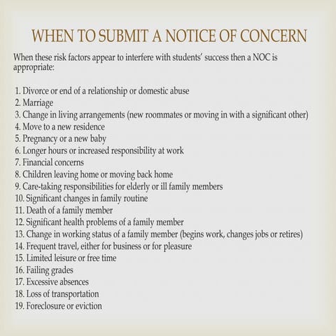When to submit a notice of concern | PPTX