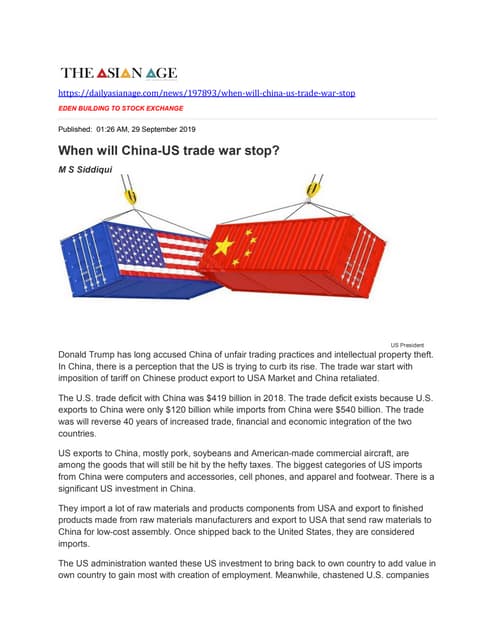 The US-China Trade War | PDF