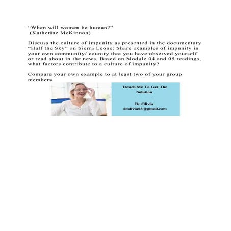 When will women be human” (Katherine McKinnon)Discuss the cu.docx