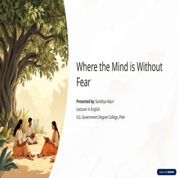 "Where the Mind is Without Fear "by Ravindranath Tagorepptx | PPTX