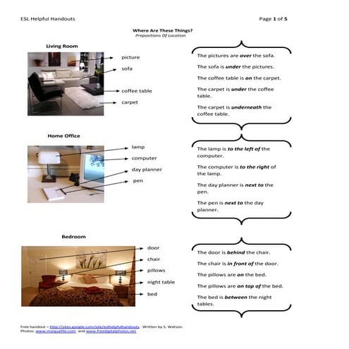 Where Are These Things? - Prepositions Of Location | PDF