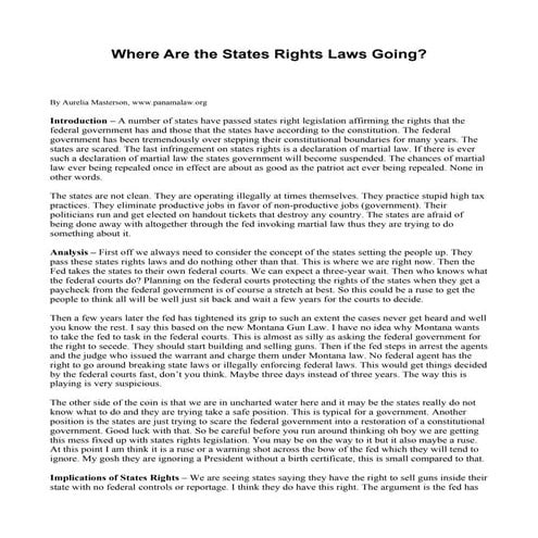 Where Are The States Rights Laws Going? | PDF