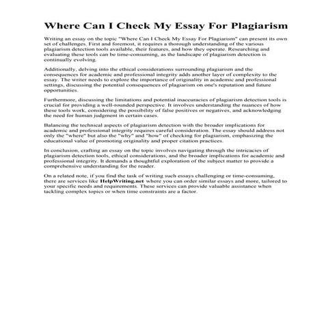 Where Can I Check My Essay For Plagiarism | PDF | Resume Writing and ...