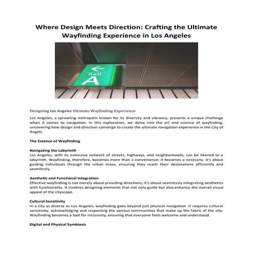 Where Design Meets Direction Crafting the Ultimate Wayfinding Experience in Los Angeles | PDF