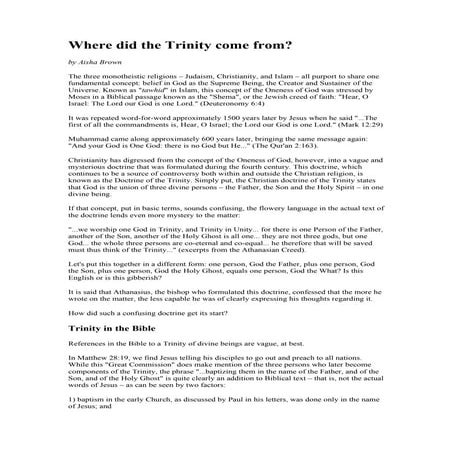 Where Did Trinity Come From | DOC