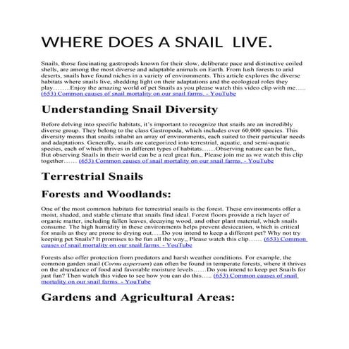 WHERE DOES A SNAIL LIVE? AND HOW DO THEY FEED? | PDF
