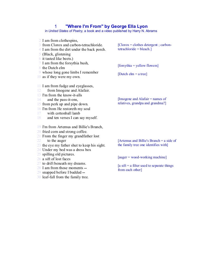 Where i'm from by george ella lyon