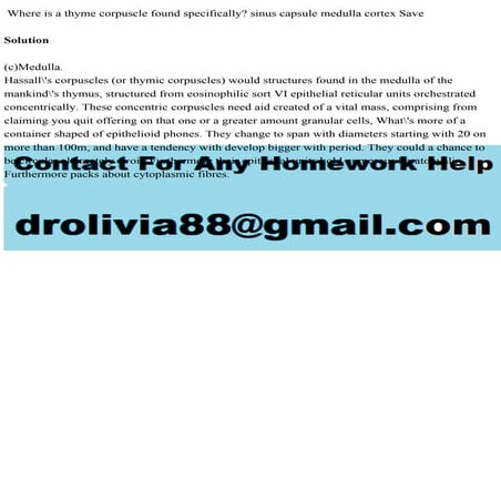 Where is a thyme corpuscle found specifically sinus capsule medulla .pdf