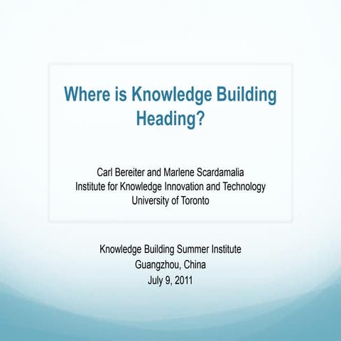 Where Is Knowledge Building Headed | PDF