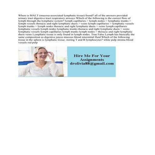 Where is MALT (mucosa-associated lymphatic tissue) found- all of the a.pdf