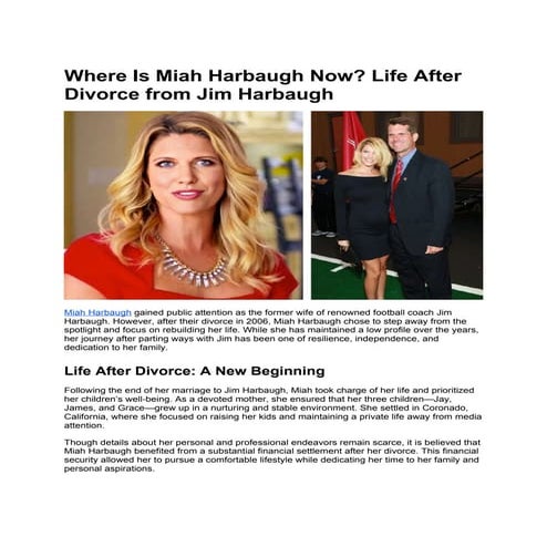 Where Is Miah Harbaugh Now? Life After Divorce from Jim Harbaugh | DOCX