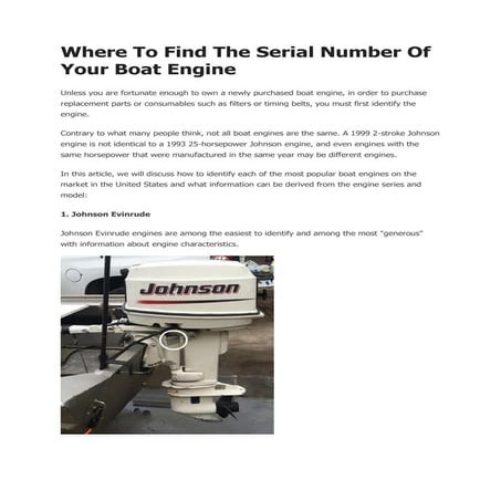 Where To Find The Serial Number Of Your Boat Engine | PDF