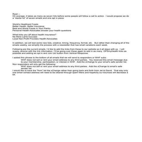 Whf email plan and emails | PDF