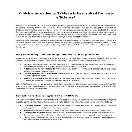 Which alternative to Tableau is best suited for cost.pdf
